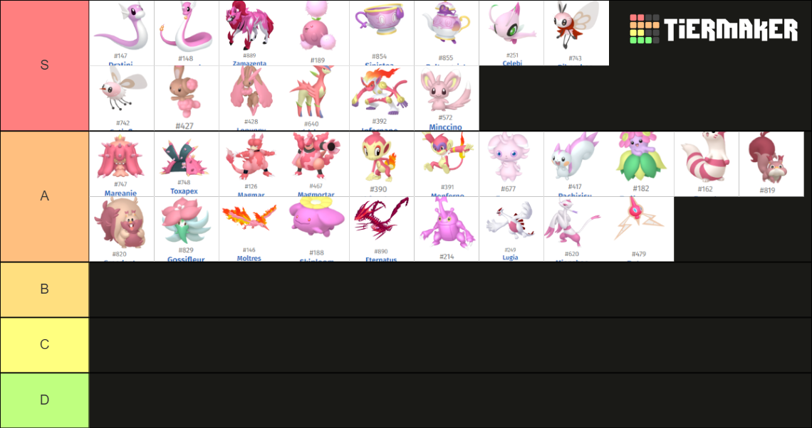 Pink shiny pokemon Tier List (Community Rankings) - TierMaker