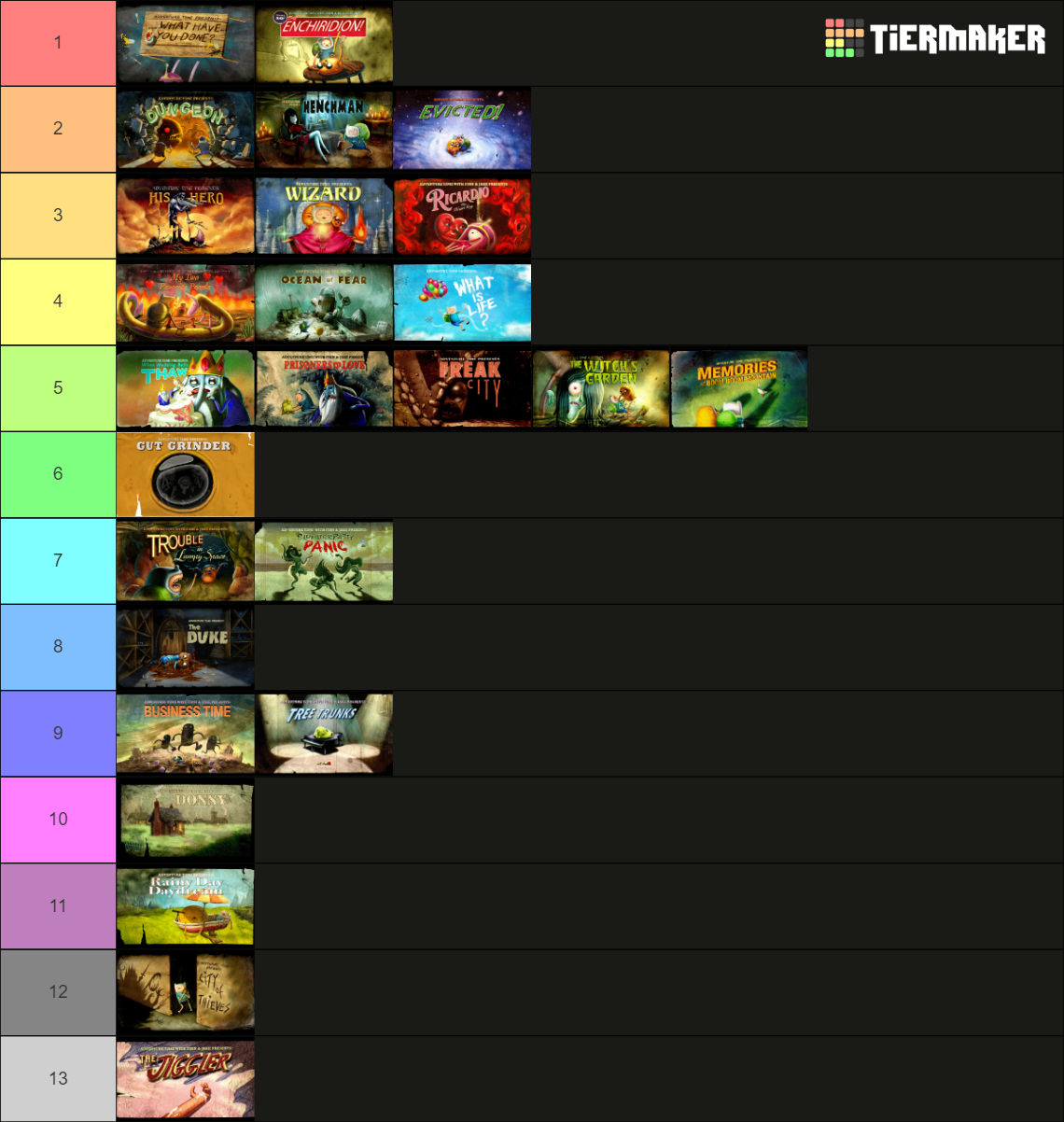 Adventure Time Season 1 Episodes Tier List (Community Rankings) - TierMaker