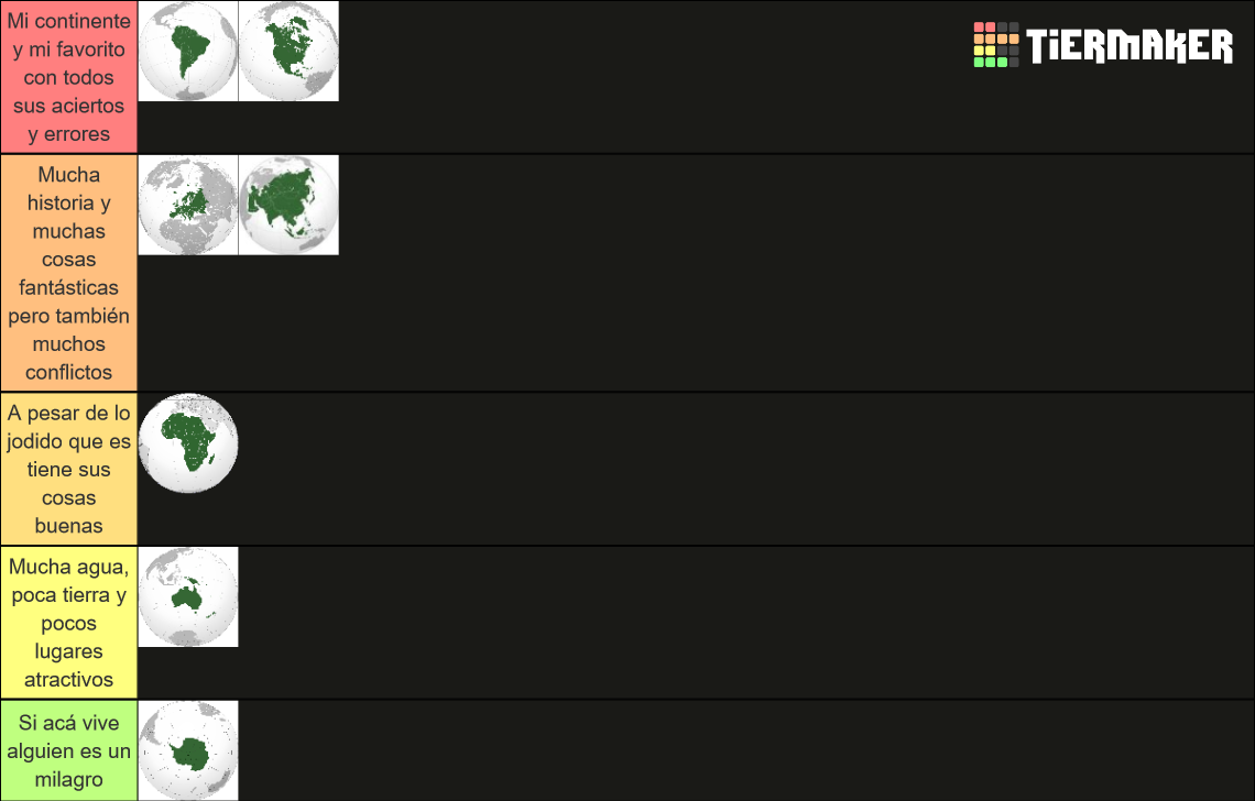 Continents Tier List (Community Rankings) - TierMaker