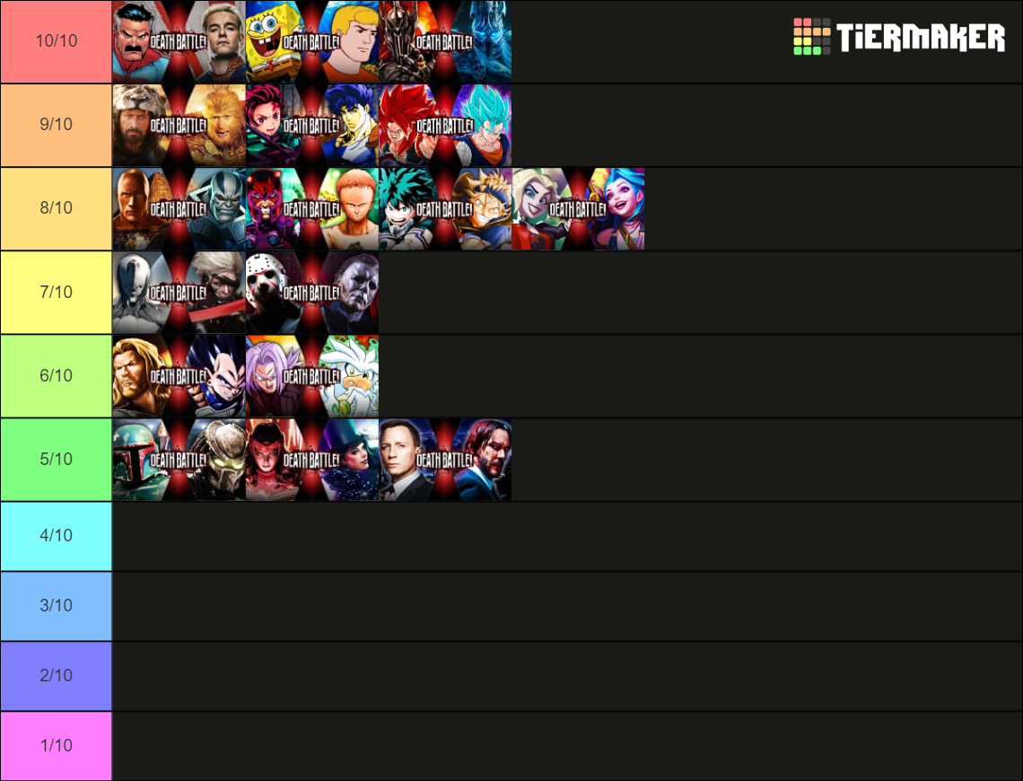 Death Battle Season 9 all episodes Tier List (Community Rankings) - TierMaker