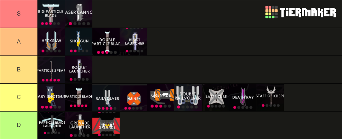 Spider Heck Weapons tierlist Tier List (Community Rankings) - TierMaker