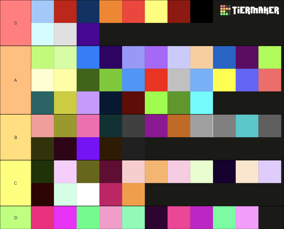 Color Teirlist Tier List (Community Rankings) - TierMaker