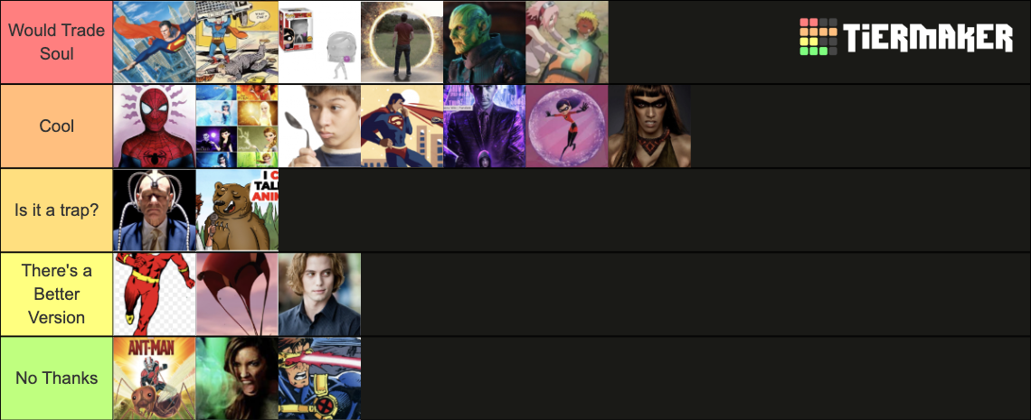 Tier Ranking Super Powers Tier List (Community Rankings) - TierMaker