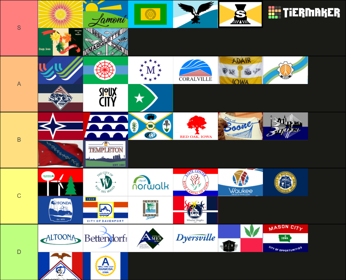 Iowa Town Flag Tier List (Community Rankings) - TierMaker