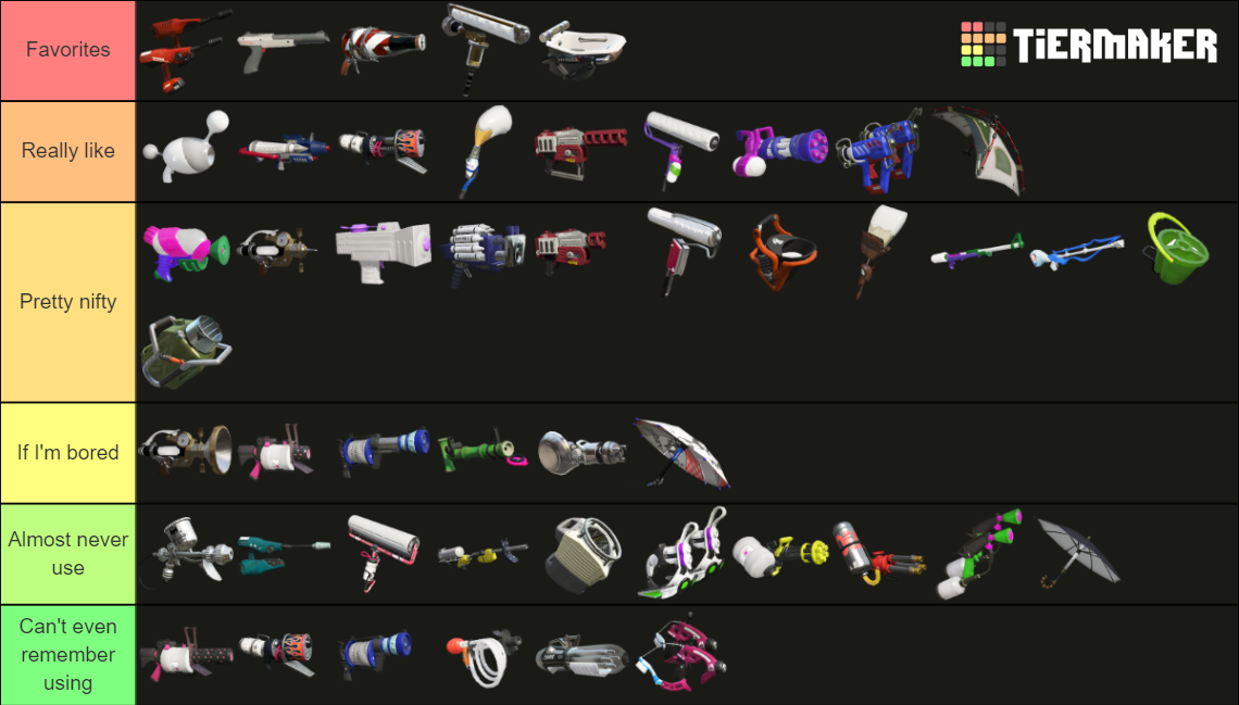 Splatoon 2 - Weapons (5.0+) Tier List (Community Rankings) - TierMaker