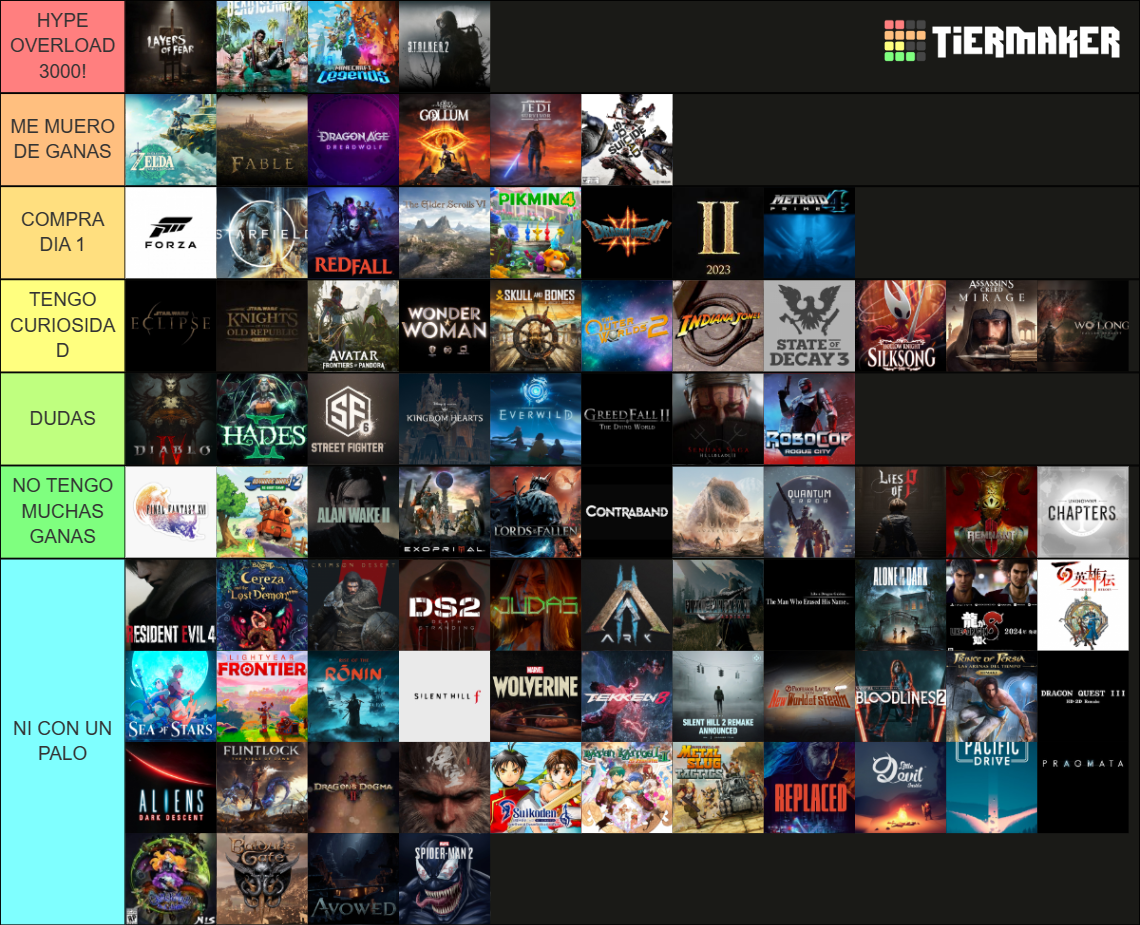 CALENDAR HYPE VIDEOGAMES!!! Tier List (Community Rankings) - TierMaker