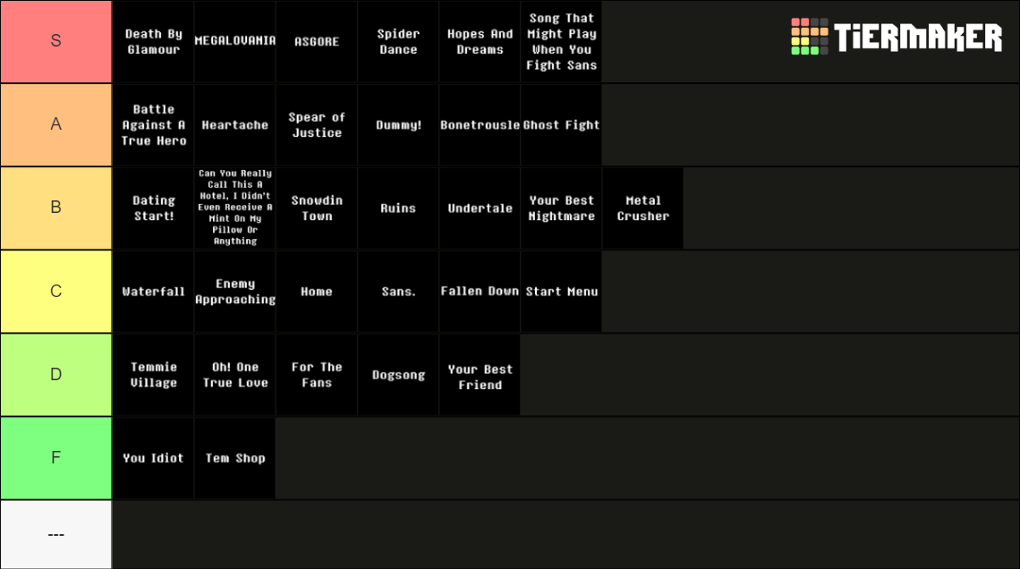 Undertale OST Tier List (Community Rankings) - TierMaker