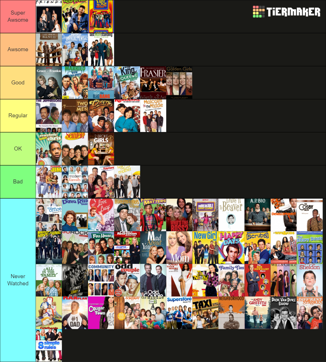 Sitcoms Tier List (Community Rankings) - TierMaker