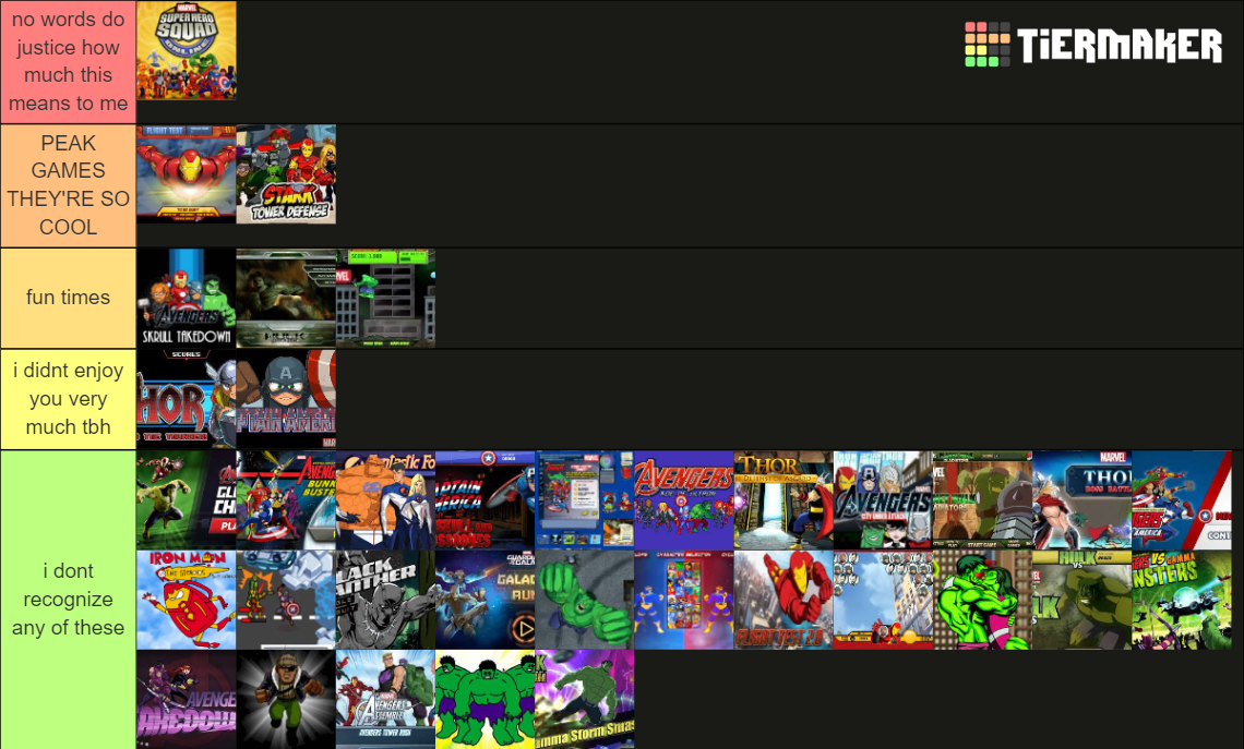 Marvel Flash/Browser Games Tier List (Community Rankings) - TierMaker