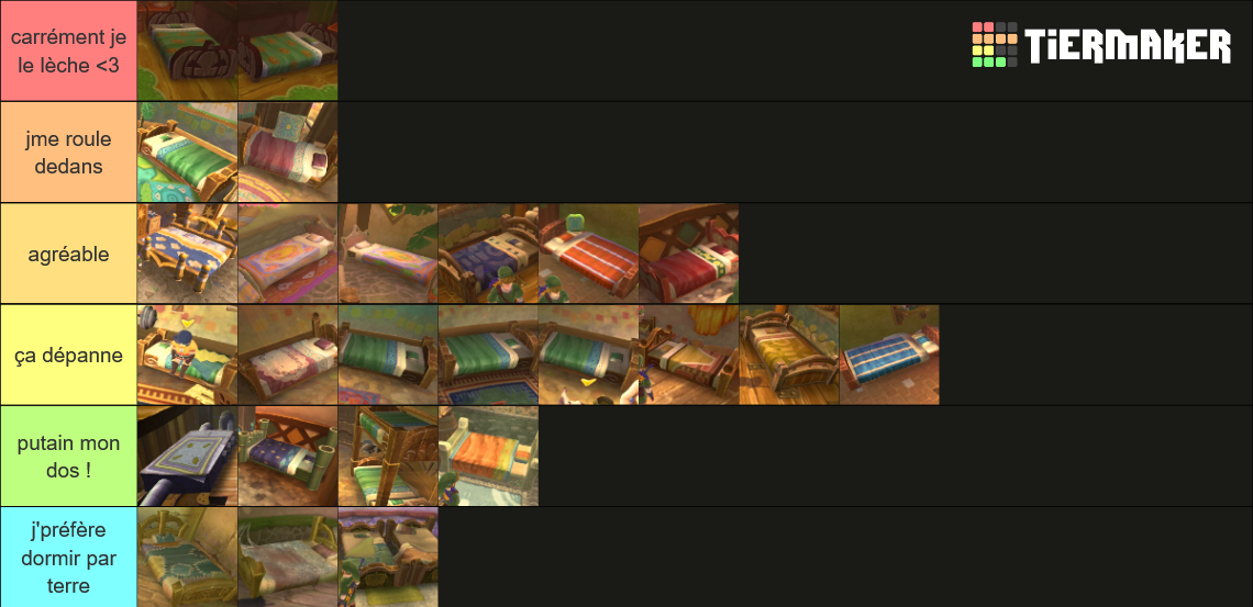 Zelda Skyward Sword: Bed Tier List (Community Rankings) - TierMaker
