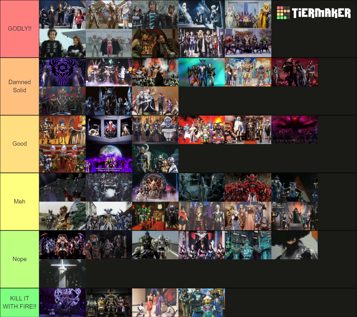 Super Sentai Villains (Goranger - Current) Tier List (Community Rankings) - TierMaker