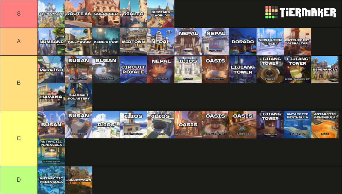Overwatch 2 Competitive Map Pool Tier List (Community Rankings) - TierMaker
