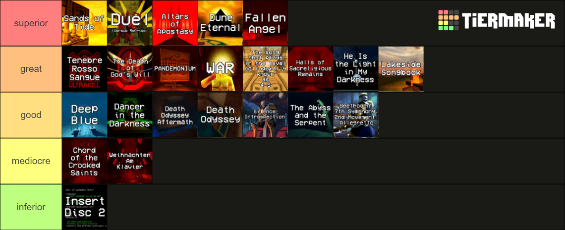 ULTRAKILL: Act 2 Soundtrack Tier List (Community Rankings) - TierMaker