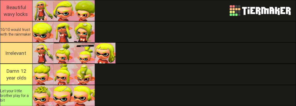 Splatoon 2 Hairstyle Tier List (Community Rankings) - TierMaker