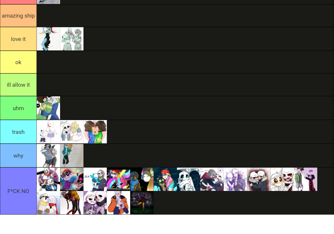 undertale ships Tier List (Community Rankings) - TierMaker