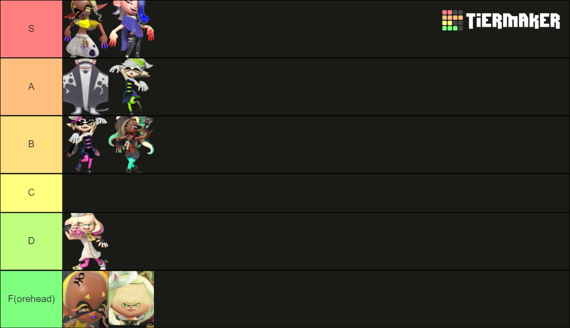 Splatoon Idols (up to Splat3) Tier List (Community Rankings) - TierMaker