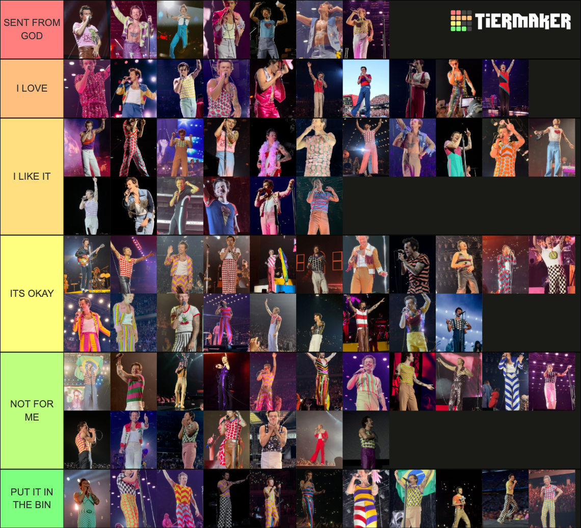 HARRY STYLES CONCERT FITS 2022 Tier List (Community Rankings) - TierMaker
