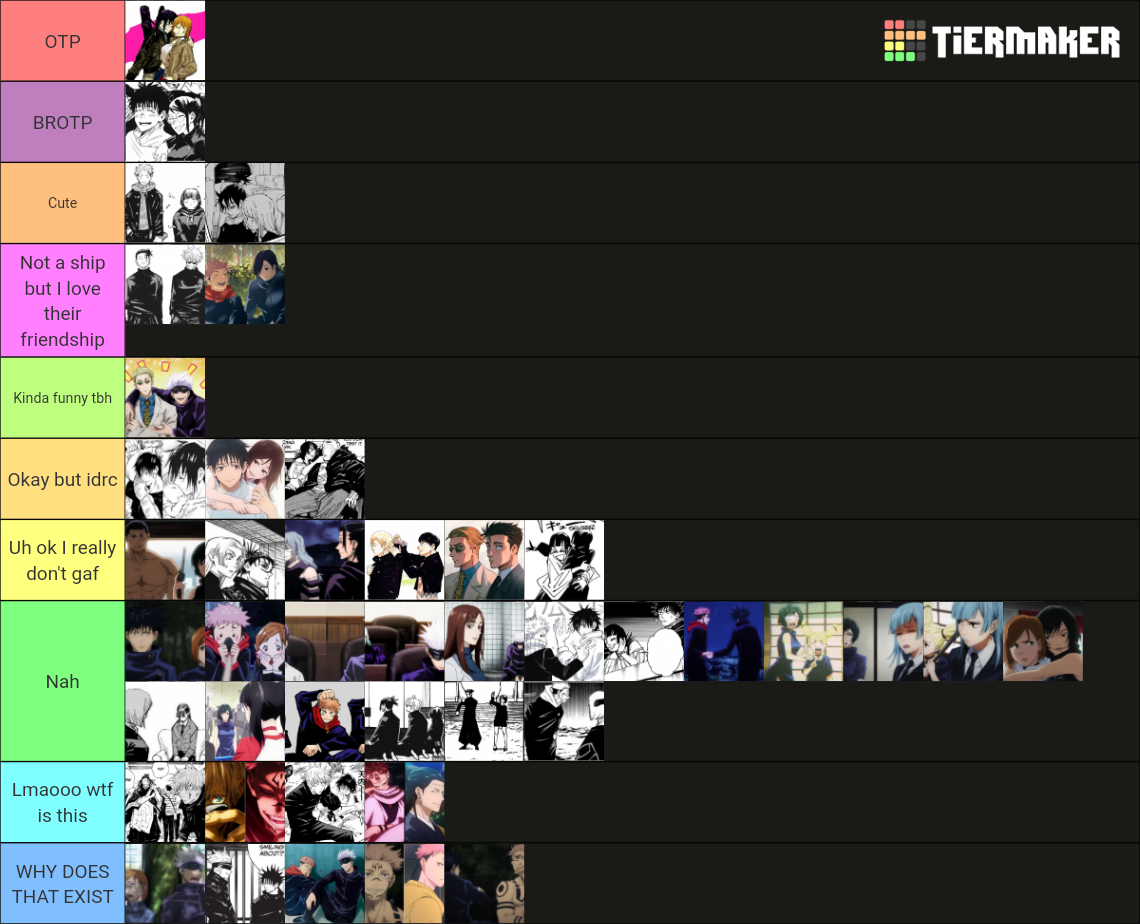 Jujutsu Kaisen Ships Tier List (Community Rankings) - TierMaker
