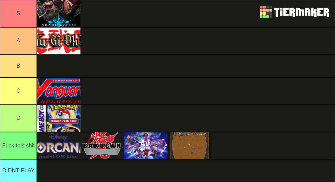 Every DCCG and TCG Tierlist Tier List (Community Rankings) - TierMaker