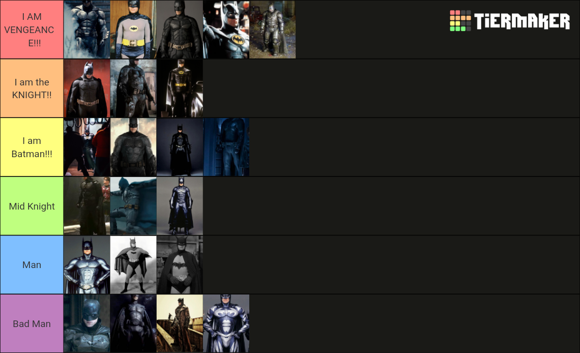 EVERY LIVE ACTION Batsuit Tier List (Community Rankings) - TierMaker