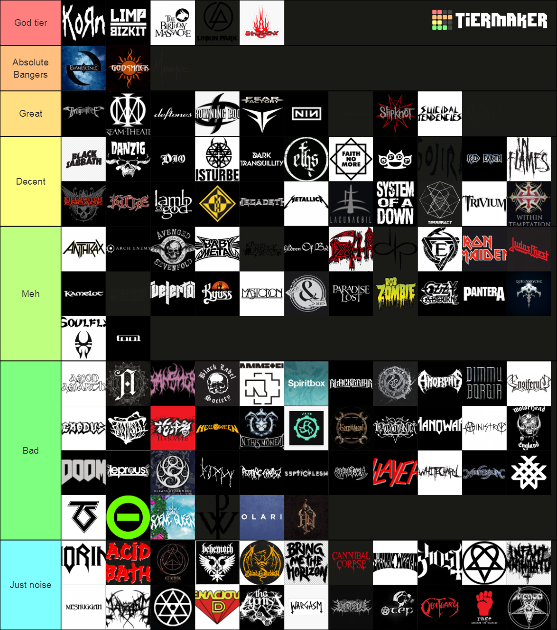 Objectively the best Metal bands tierlist Tier List (Community Rankings ...