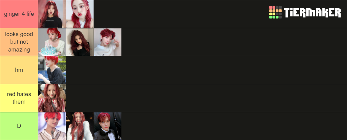 kpop idols red hair ranking Tier List (Community Rankings) - TierMaker