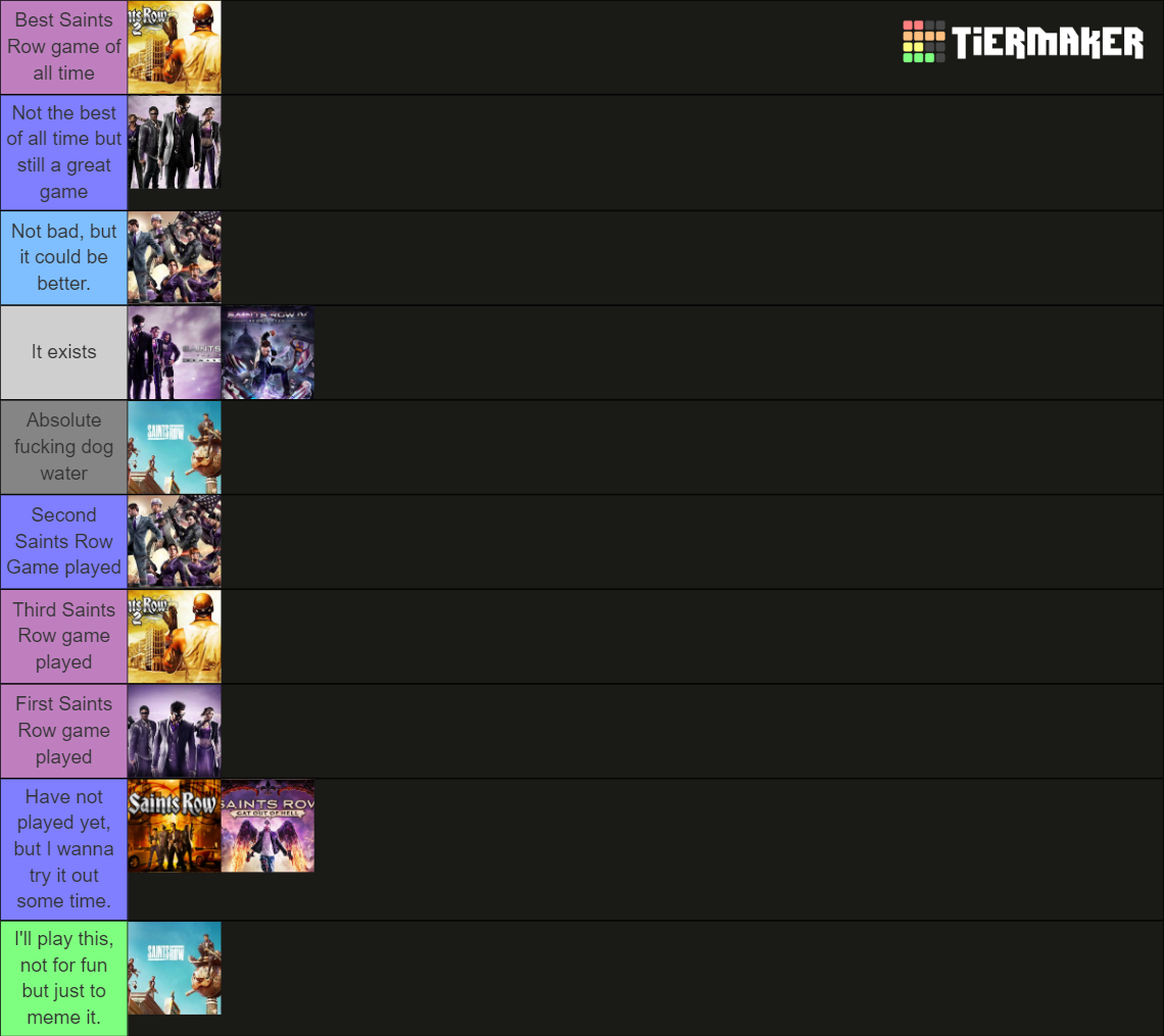 Saints Row Tier List (Community Rankings) - TierMaker