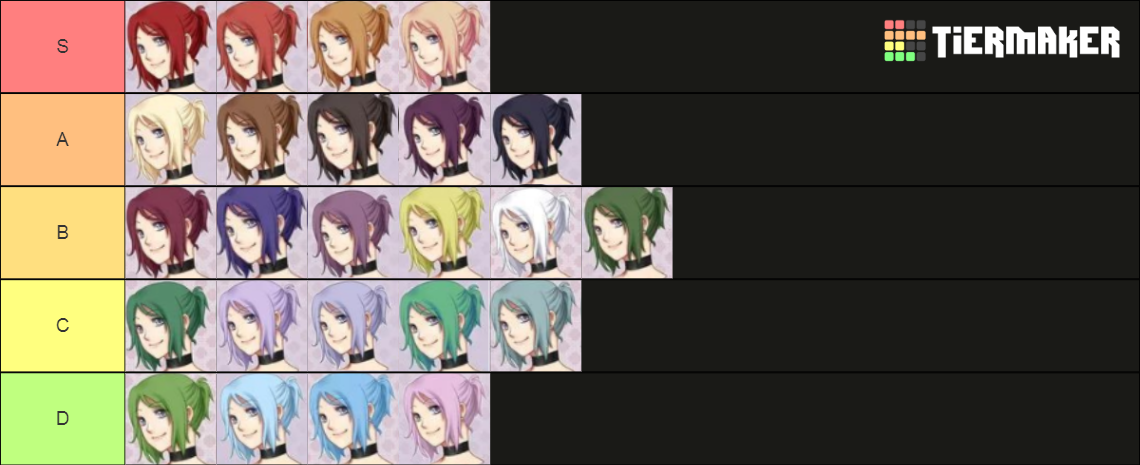 Waifu Hair Color Tier List (Community Rankings) - TierMaker
