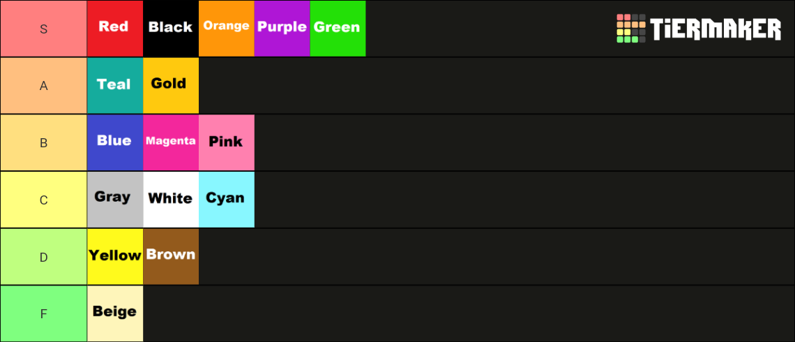 Favorite Color Tier List (Community Rankings) - TierMaker