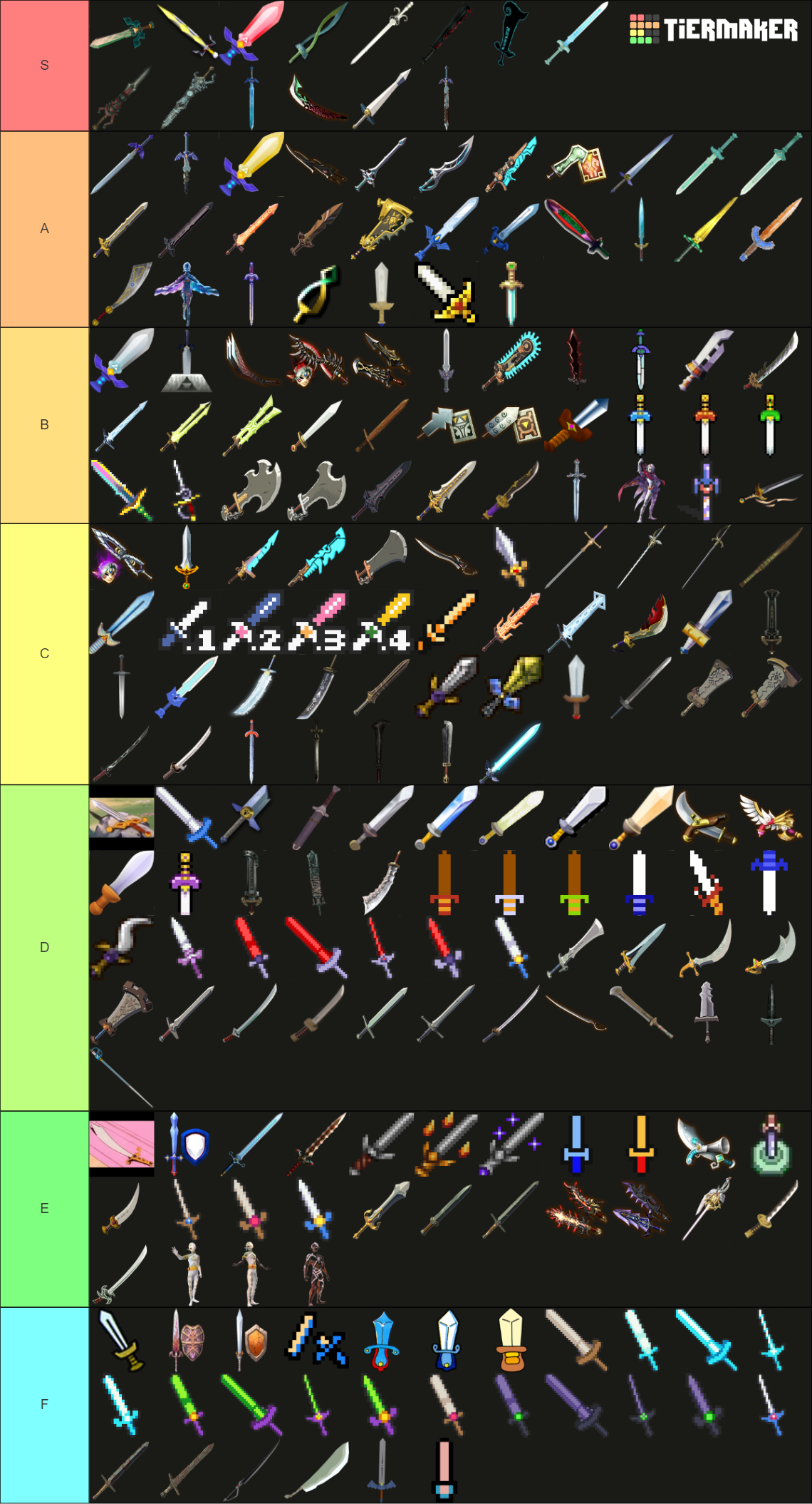 Exhaustive List of Zelda Swords, Including Major Variations Tier List ...