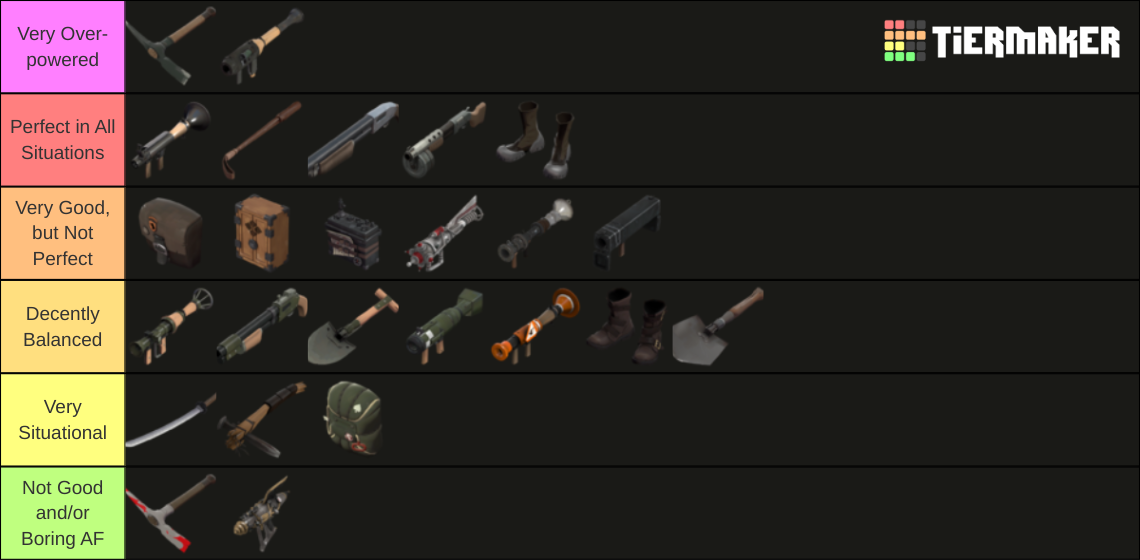 TF2 Soldier Weapons Tier List (Community Rankings) - TierMaker