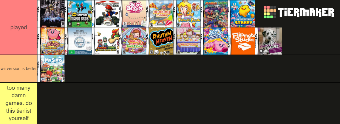Nintendo DS Games (+100) Tier List (Community Rankings) - TierMaker