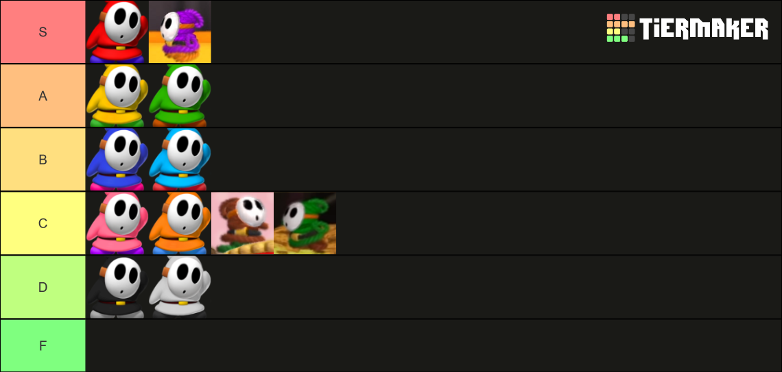 SHY GUY COLORS Tier List (Community Rankings) - TierMaker