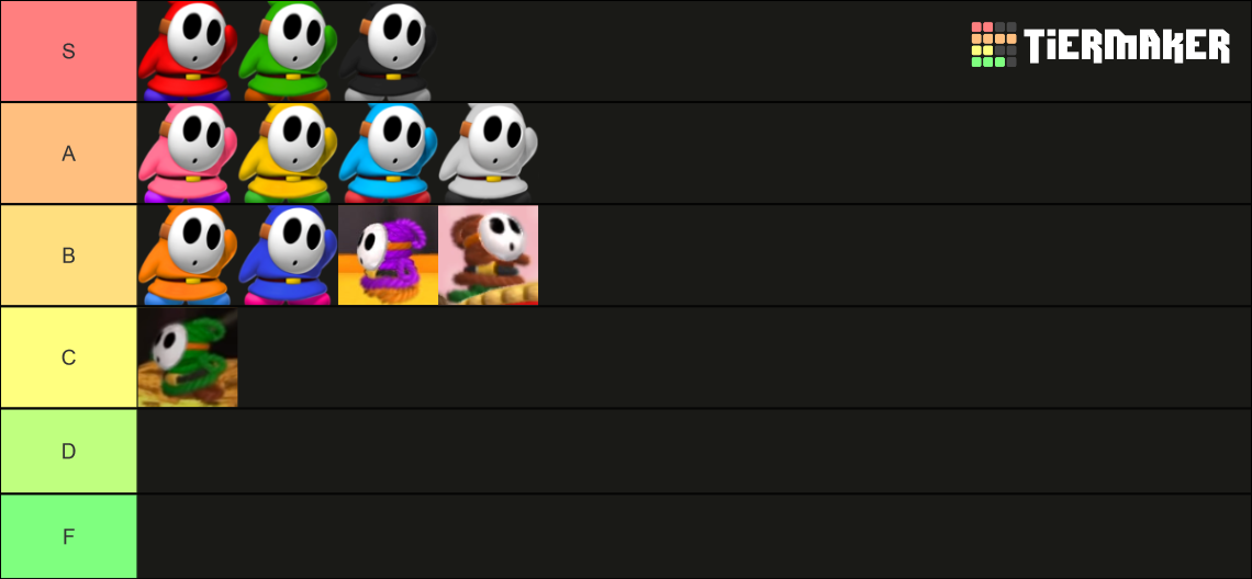 SHY GUY COLORS Tier List (Community Rankings) - TierMaker