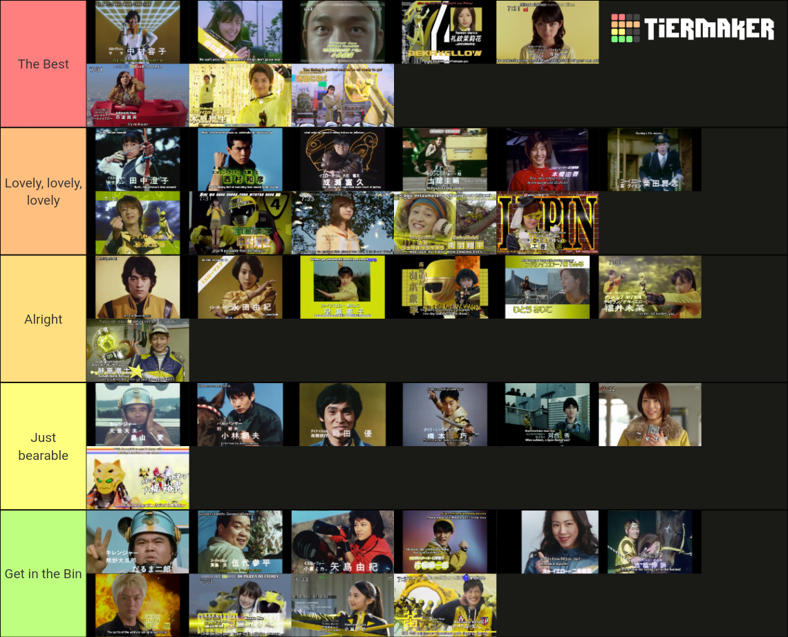 Super Sentai Yellow Tier List (Community Rankings) - TierMaker