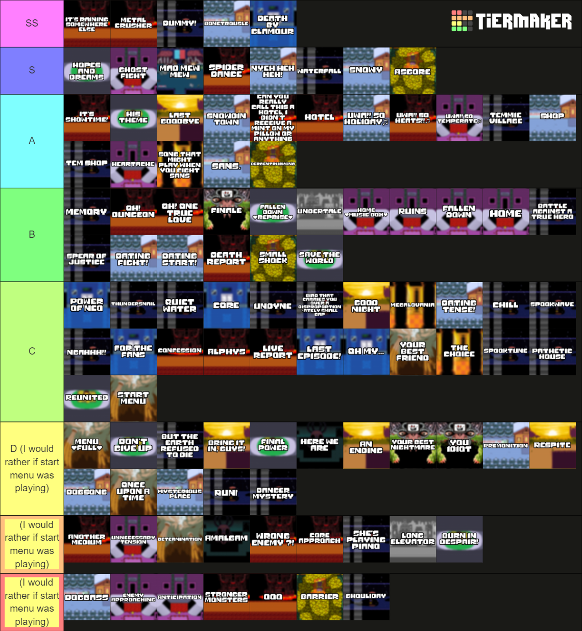 Toby Fox Songs (Undertale and Deltarune) Tier List (Community Rankings) - TierMaker
