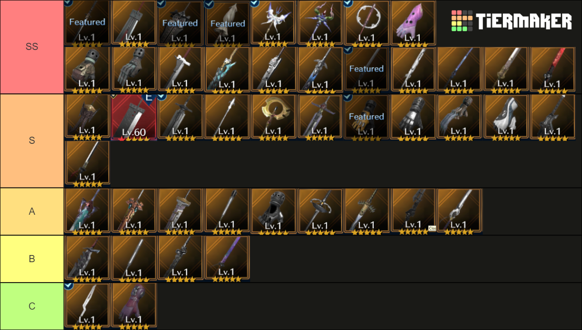 Payne's FF7 Ever Crisis Weapon - Per unit Tier List (Community Rankings ...