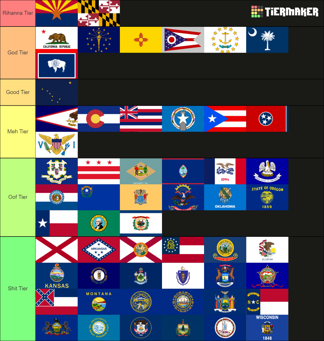 Flags of America's 50 States and Territories Tier List (Community ...