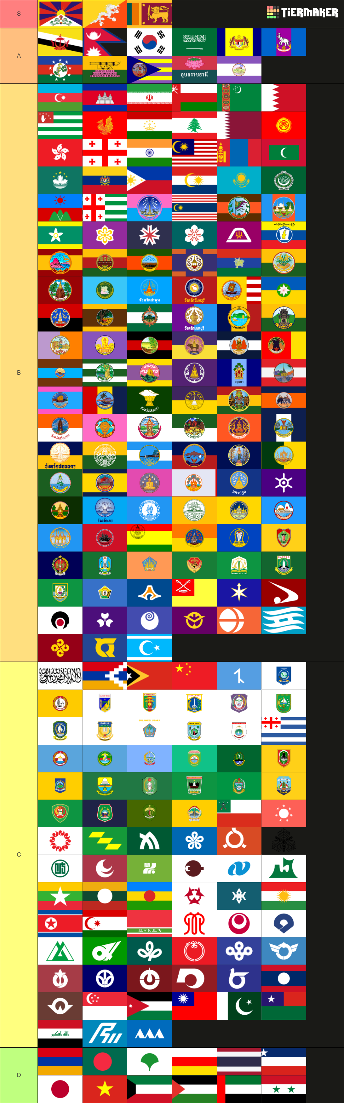 Flags of Asia (Countries, States, Islands, Territories) Tier List ...