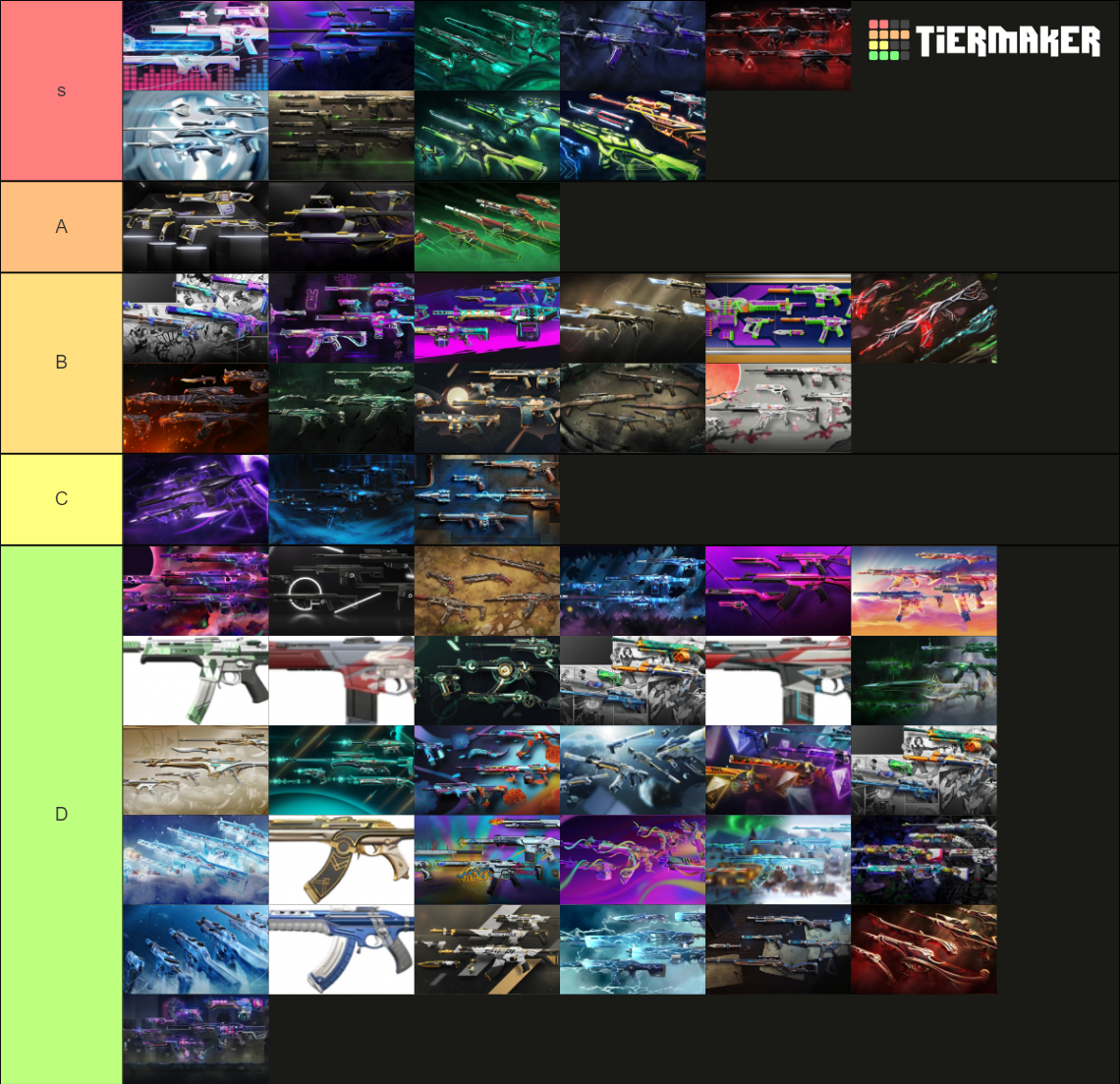 UPDATED VALORANT Skins Packs/Buyable Skins 4.08 4/27/2022 Tier List ...
