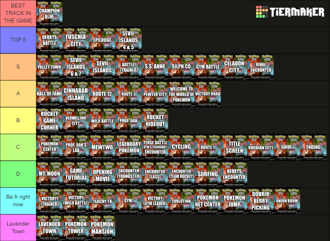 Pokemon FireRed & LeafGreen MUSIC TIER LIST Tier List (Community ...