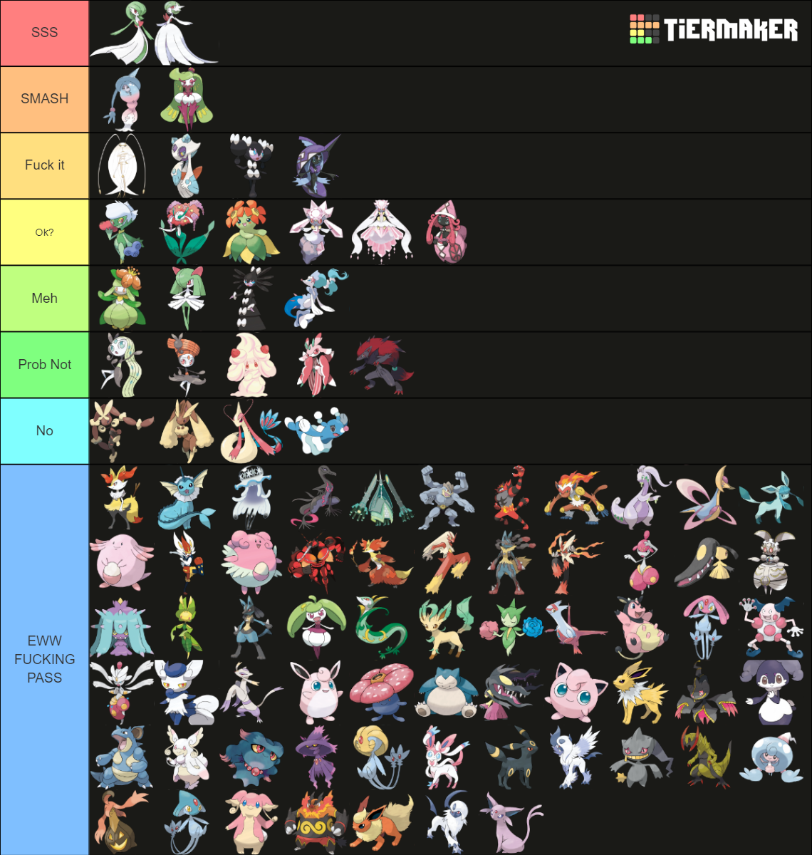 Hottest Pokemon: IMPROVED Tier List (Community Rankings) - TierMaker