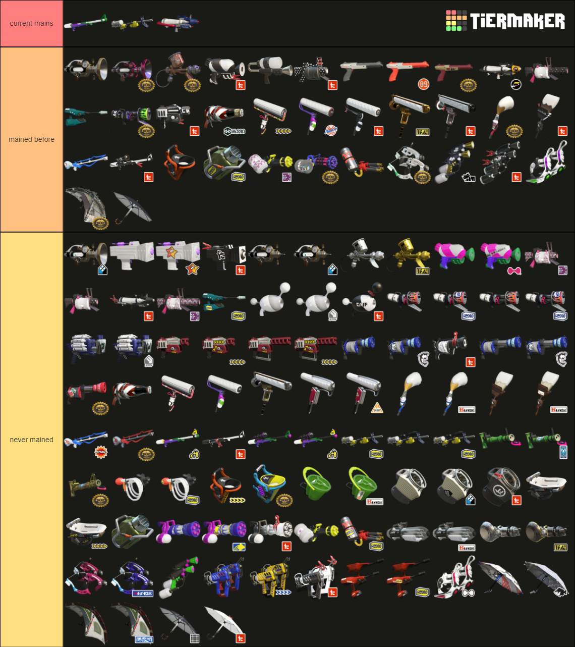 Splatoon 2 - Weapons (5.0+) Tier List (Community Rankings) - TierMaker