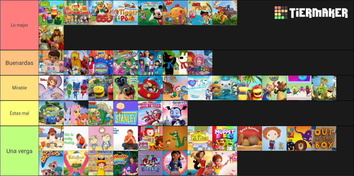 Disney Junior/Playhouse Disney Shows 1997-2020 Tier List (Community Rankings) - TierMaker