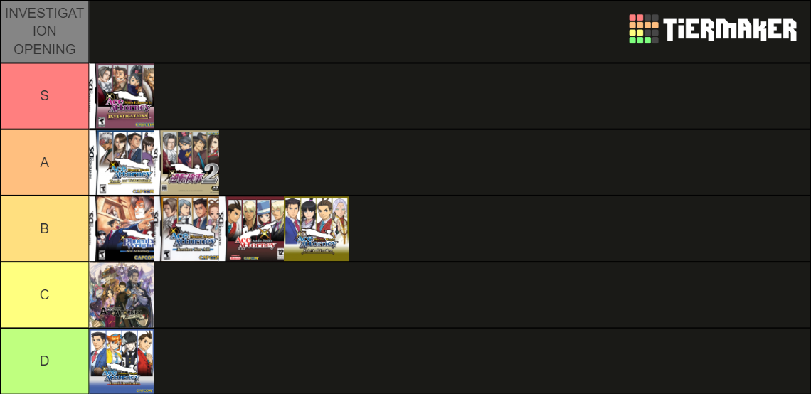 Ace Attorney Games Tier List (Community Rankings) - TierMaker