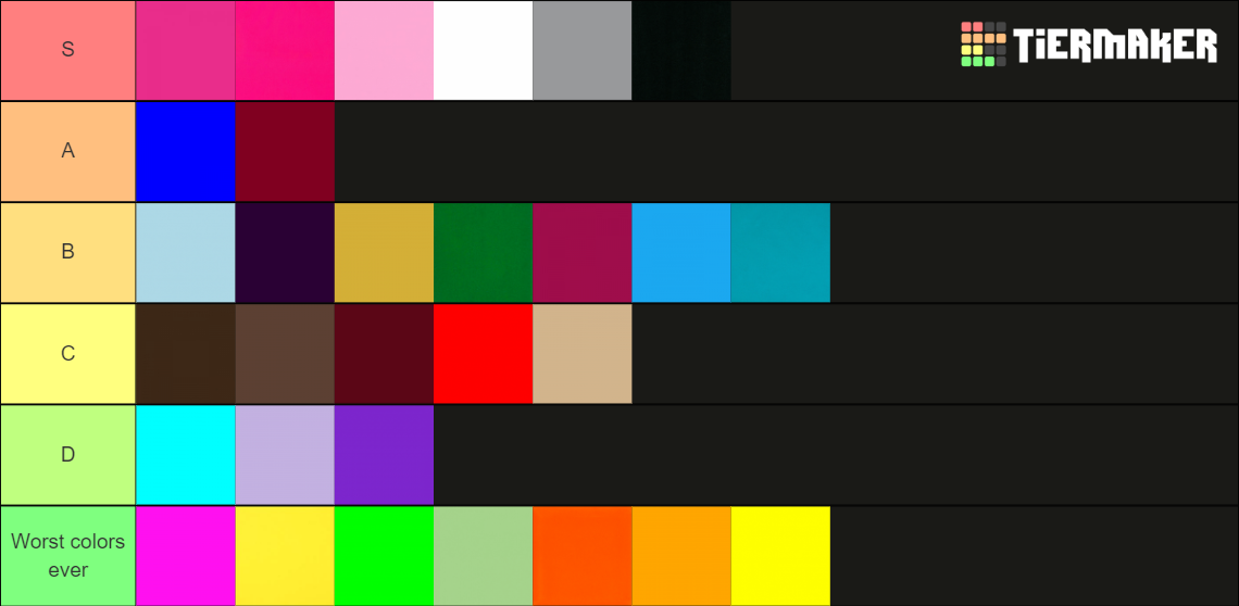 colors colours Tier List (Community Rankings) - TierMaker