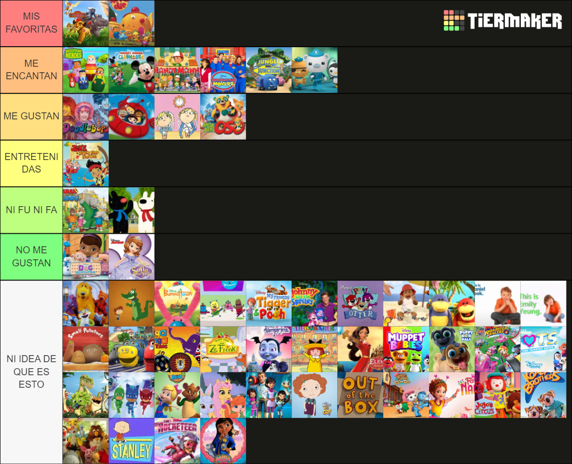 Disney Junior/Playhouse Disney Shows 1997-2020 Tier List (Community Rankings) - TierMaker
