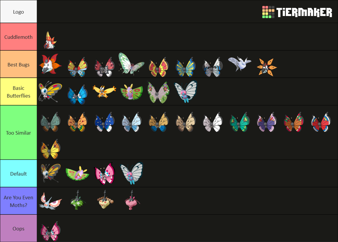 Moth and Butterfly Pokémon Tier List (Community Rankings) - TierMaker