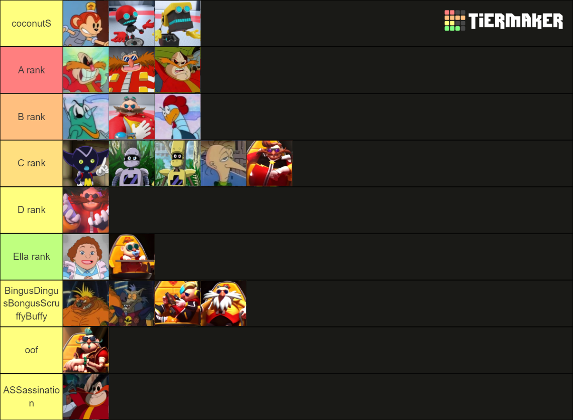 Ranking EVERY Sonic TV Villain Tier List (Community Rankings) - TierMaker