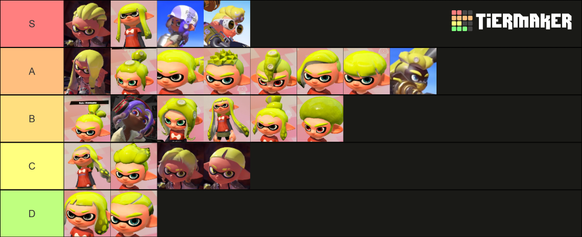 Splatoon 3 Hair Tier List (Community Rankings) - TierMaker
